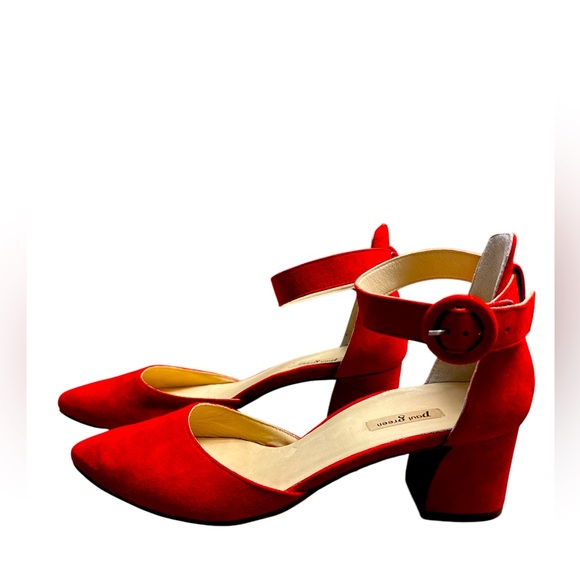 Paul Green | Shoes | Paul Green Red Suede Ankle Strap Pumps Size 6uk ...